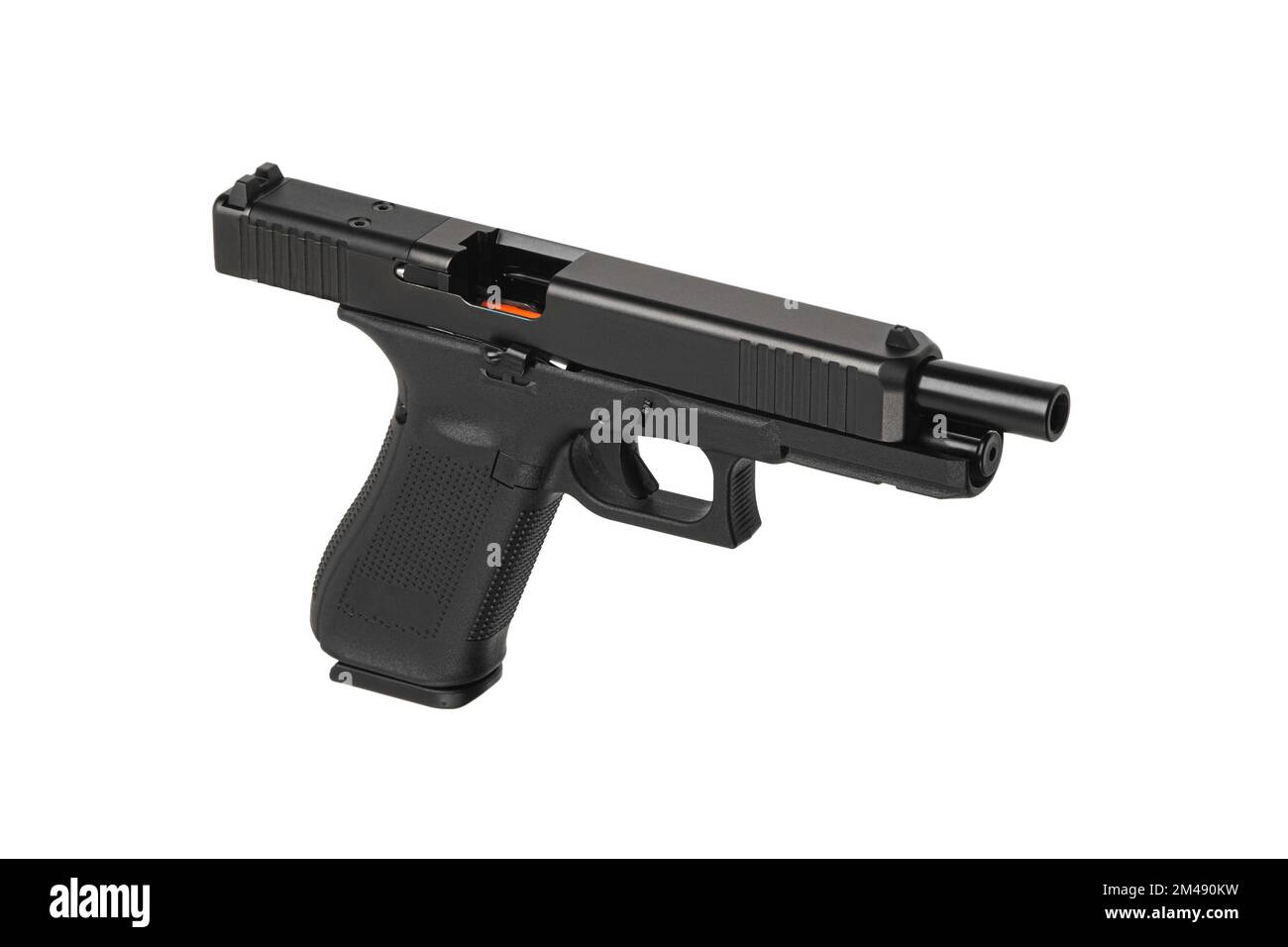 Modern semi-automatic pistol. A short-barreled 9mm caliber weapon for ...