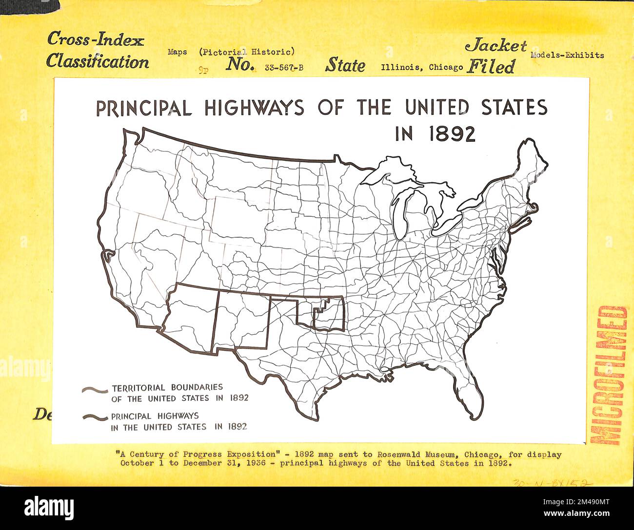 Principal Highways of the United States in 1892. Original caption: "A ...