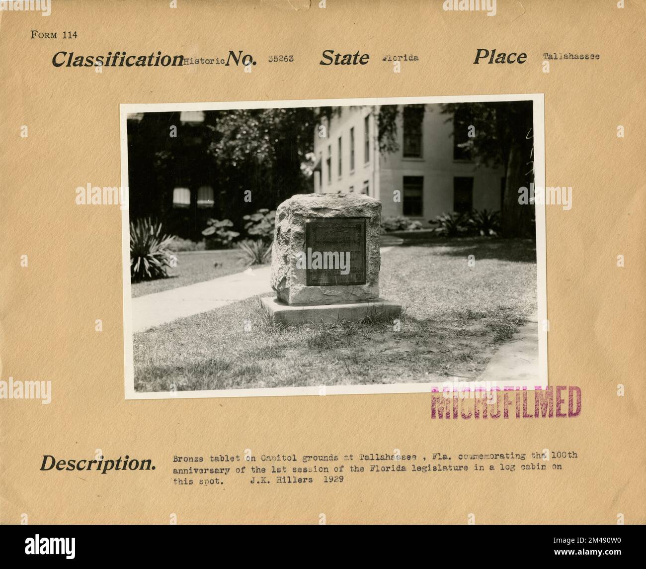 Bronze Tablet on Capitol Grounds at Tallahassee, Florida. Original ...