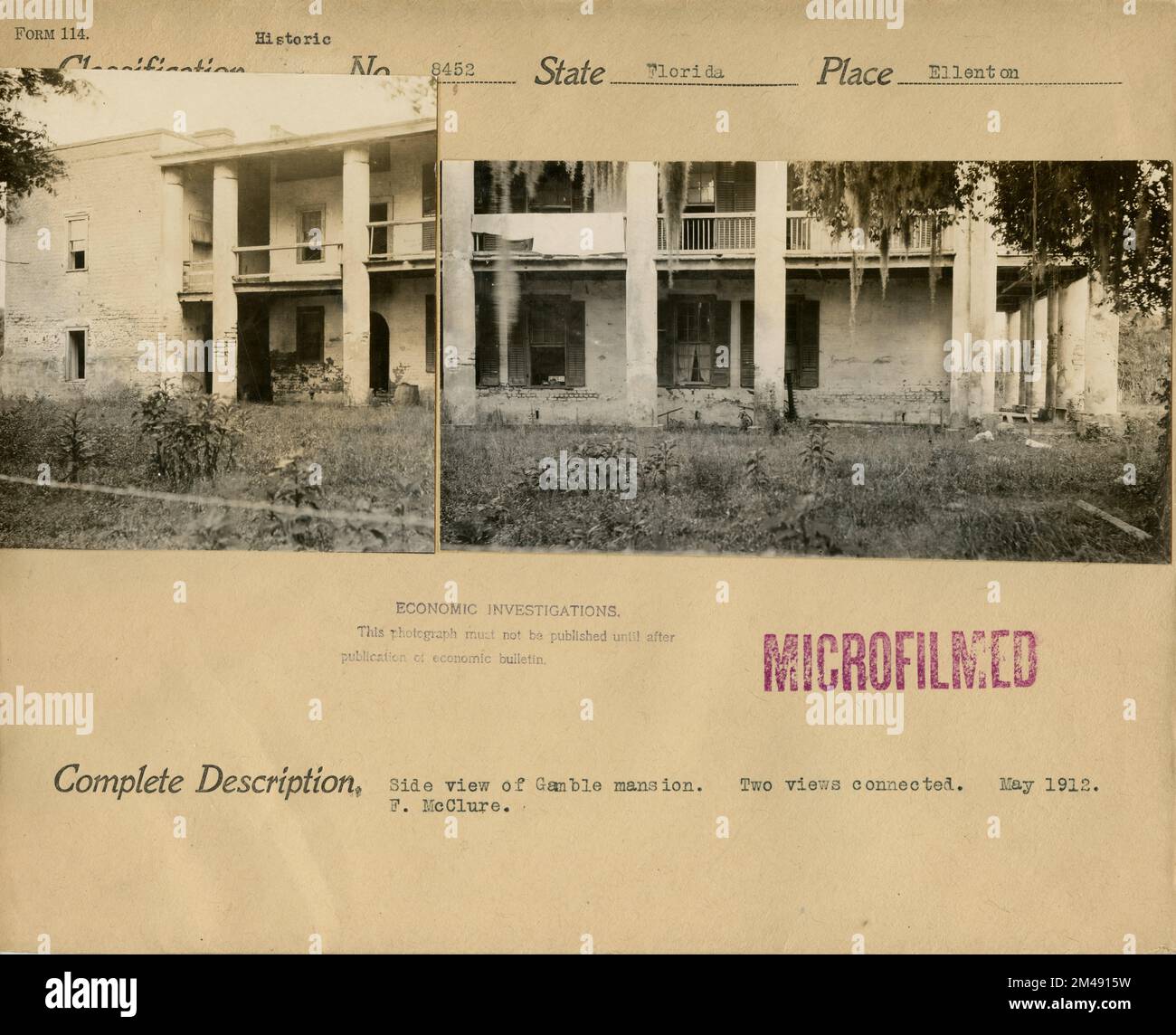 Side View of Gamble Mansion. Original caption: Side View of Gamble ...