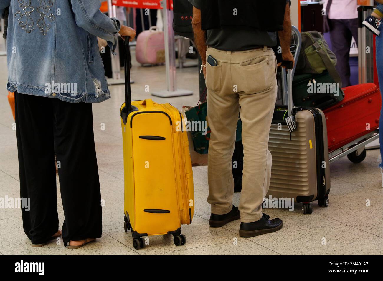 Passengers luggage detail at airport terminal for arrival and departure ...