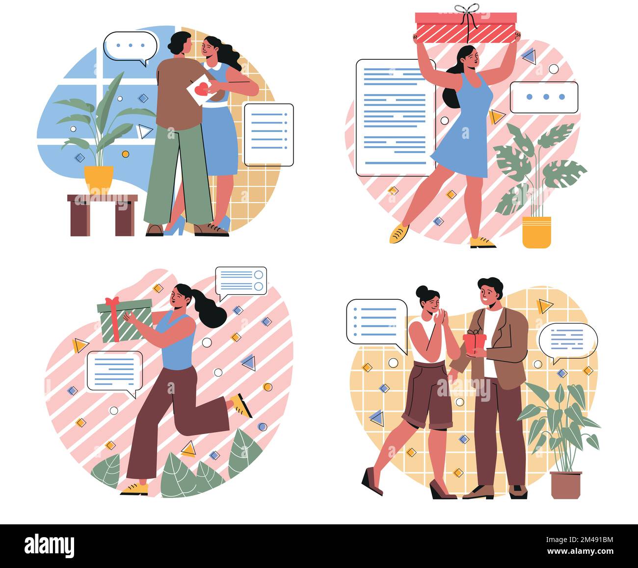 Set of people giving and receiving gifts Stock Vector Image & Art - Alamy