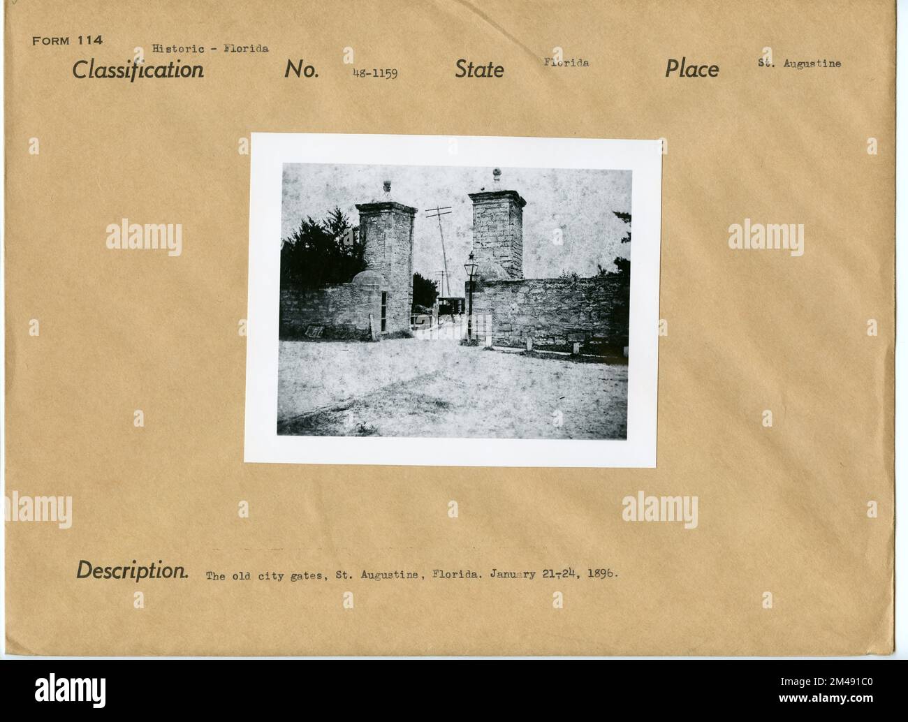 Old City Gates, St. Augustine, Florida. Original caption: The old city ...