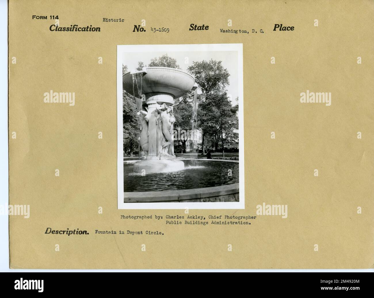 Fountain in Dupont Circle. Photographed by Charles Ackley. State ...