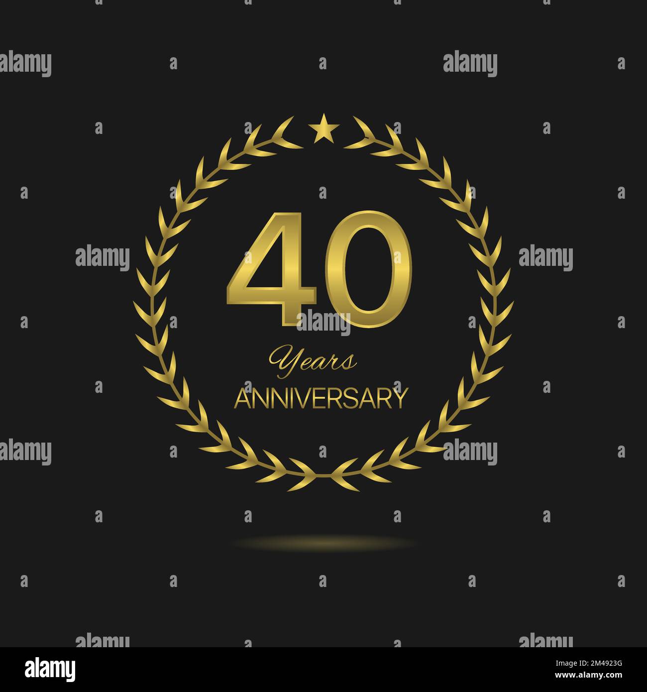 Fourty years Anniversary golden laurel wreath label Stock Vector Image ...