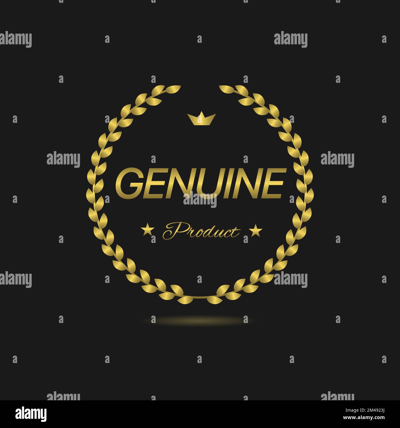 Genuine product golden laurel wreath vector label Stock Vector Image ...