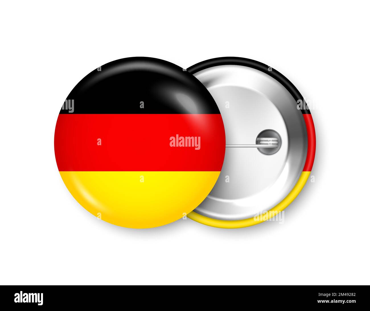 Realistic button badge with printed German flag. Souvenir from Germany ...