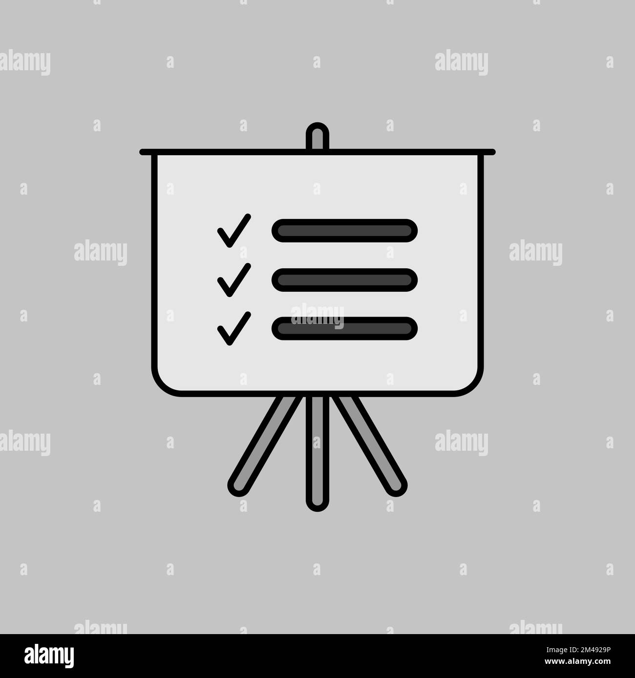 Statistics in training board outline grayscale icon. Planning sign ...