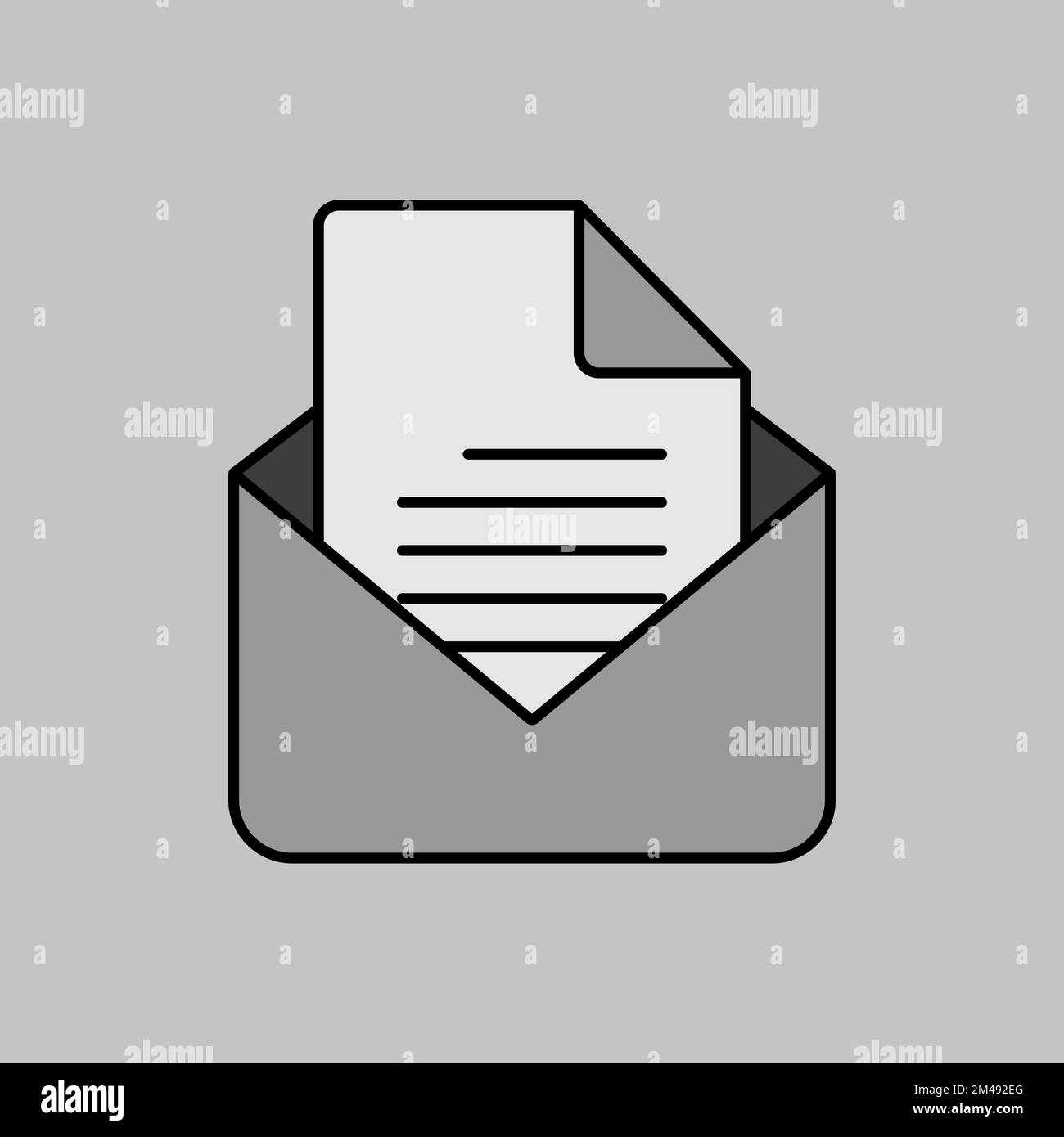 Message outline grayscale icon. Office sign. Graph symbol for your web ...