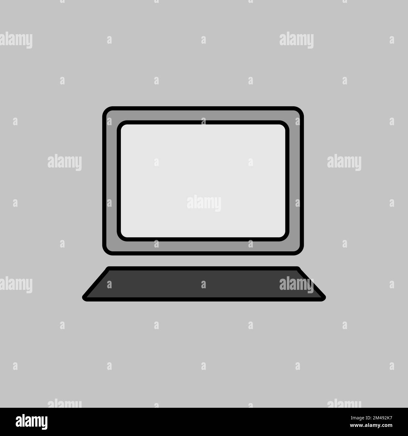 Laptop outline grayscale icon. Workspace sign. Graph symbol for your ...
