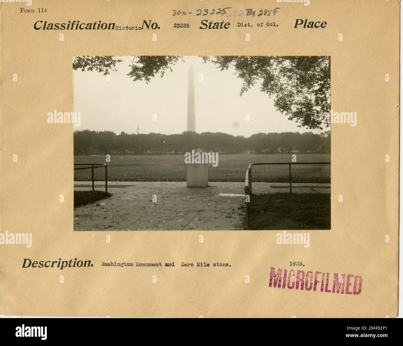 Washington Monument and Zero Mile Stone. State: Washington, D. C Stock ...