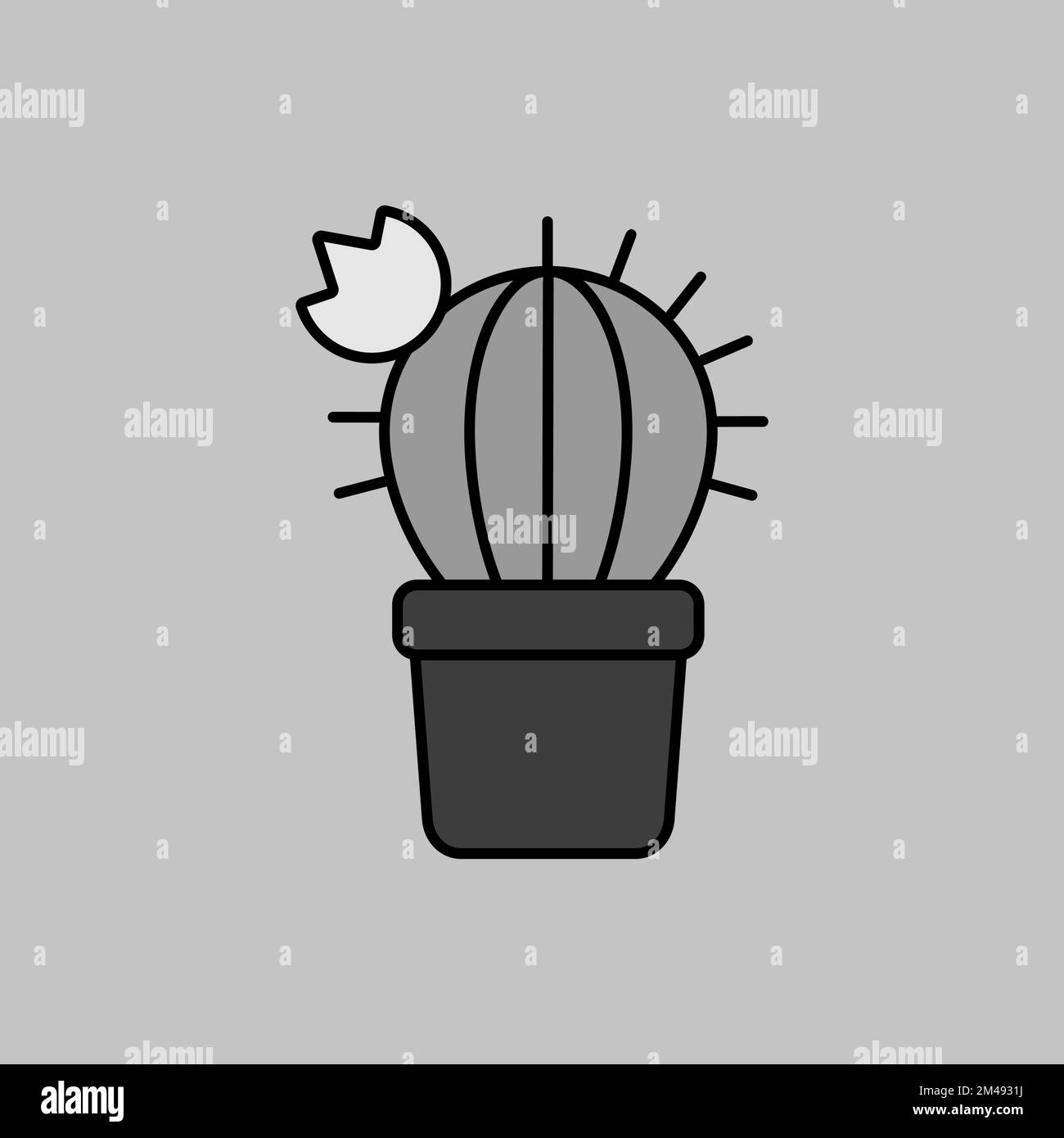 Cactus outline grayscale icon. Workspace sign. Graph symbol for your ...