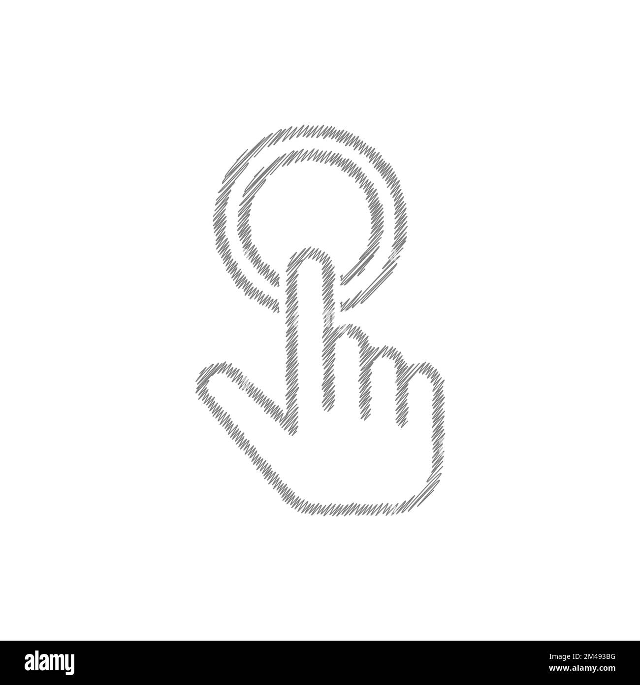 Finger pressing Round button white sketch vector icon Stock Vector ...