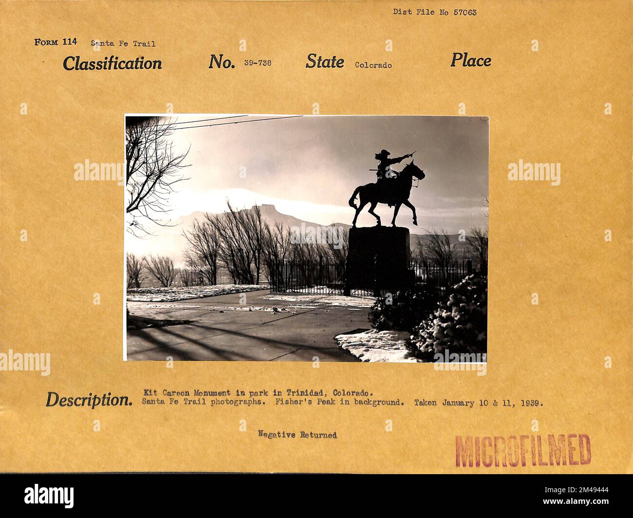 Kit Carson Monument in Park in Trinidad, Colorado. Original caption ...