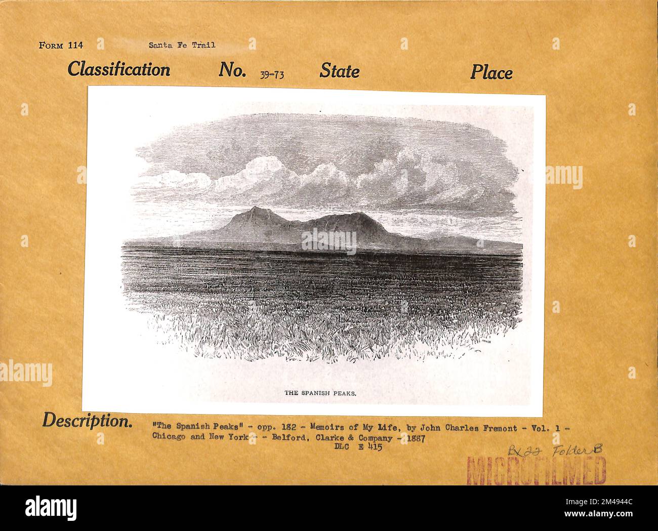 The Spanish Peaks. Original caption: "The Spanish Peaks" - opp. 182 - memoirs of My Life, by ...