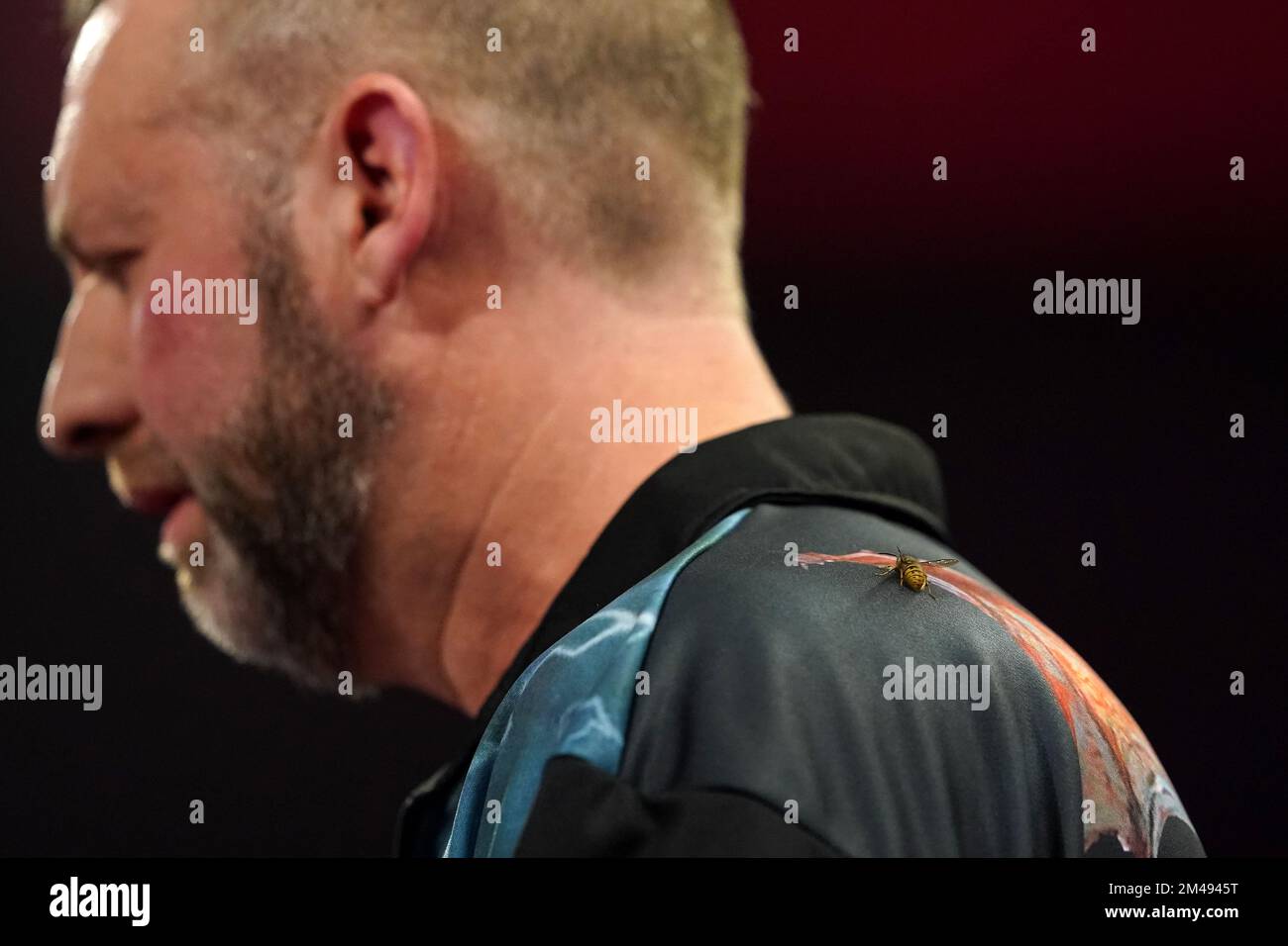 A wasp lands on Canada's David Cameron's shoulder during his match ...