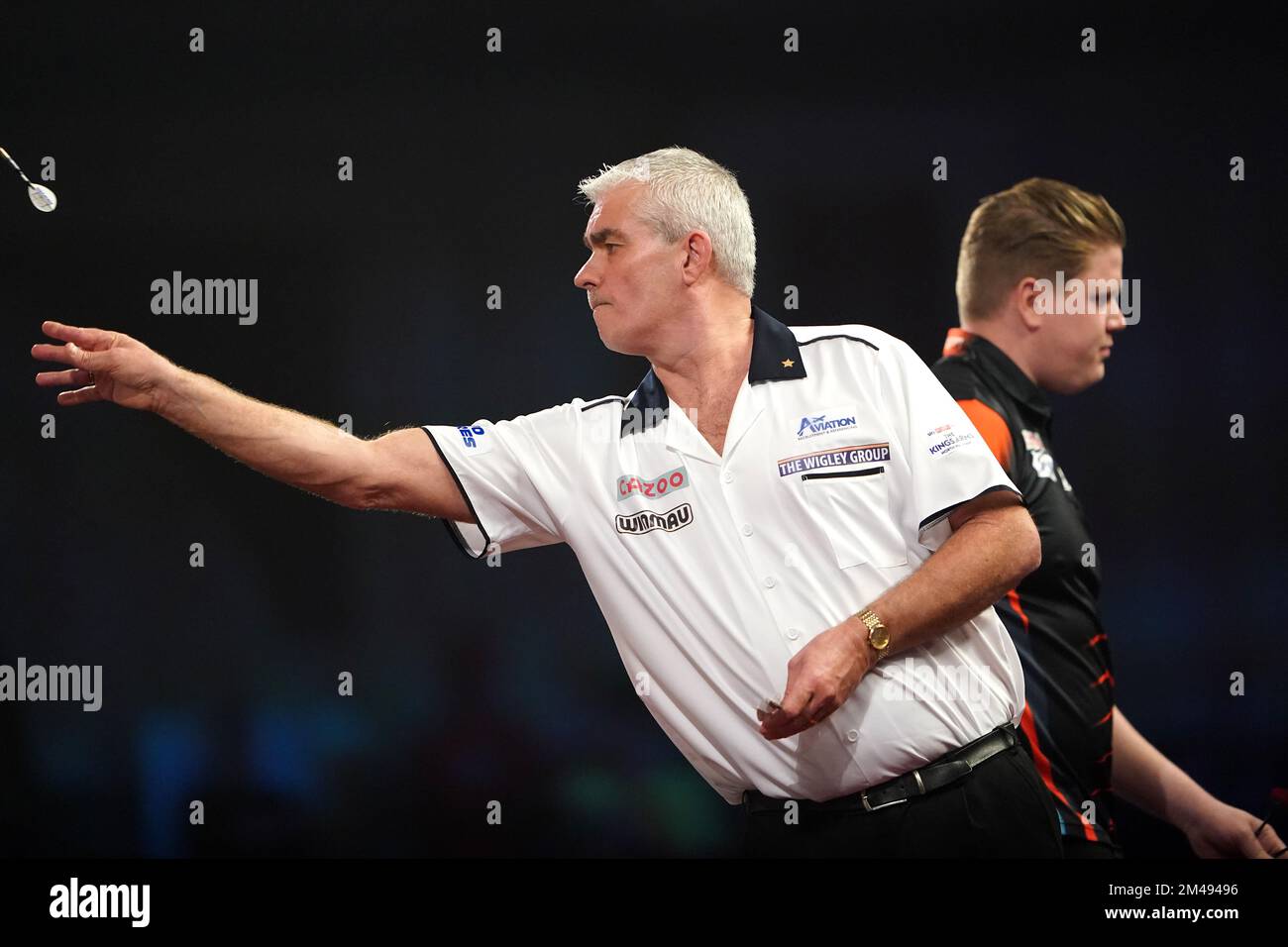 England's Steve Beaton in action against Netherland's Danny van Trijp ...
