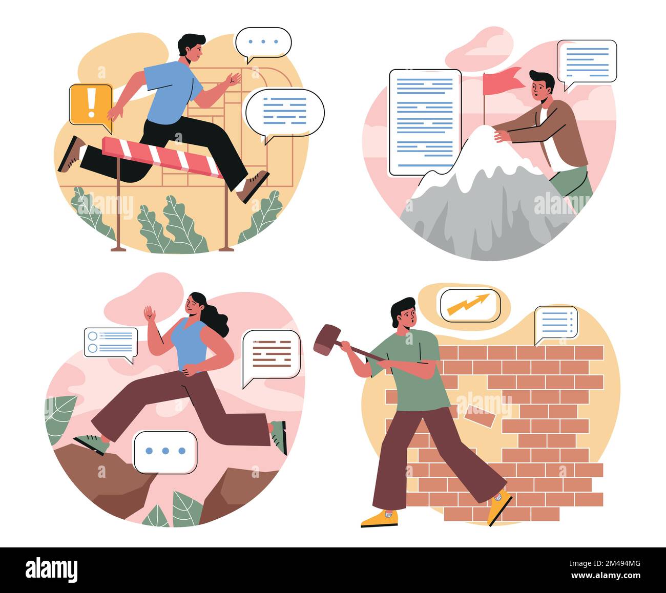 Overcoming Obstacles On Way To Success Stock Vector Image And Art Alamy
