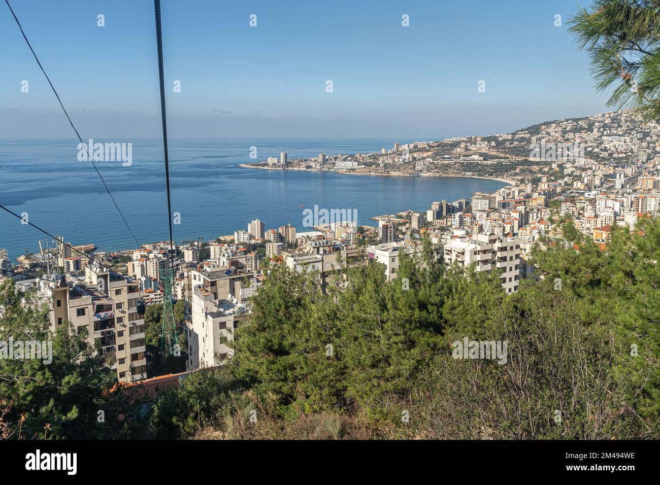 City view from the top of the Cable Car in Jounieh, Lebanon Stock Photo ...