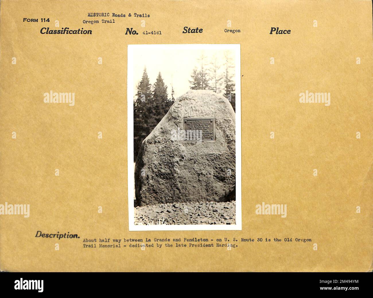 Old Oregon Trail Memorial. Original caption: About half way between La ...