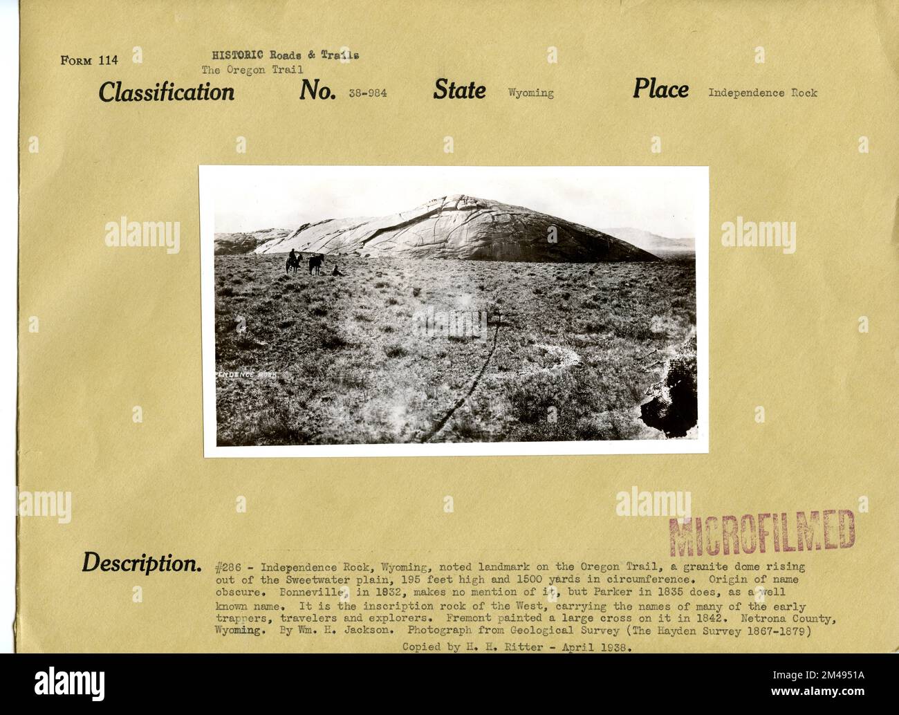 Independence Rock, Wyoming, Noted Landmark on the Oregon Trail ...