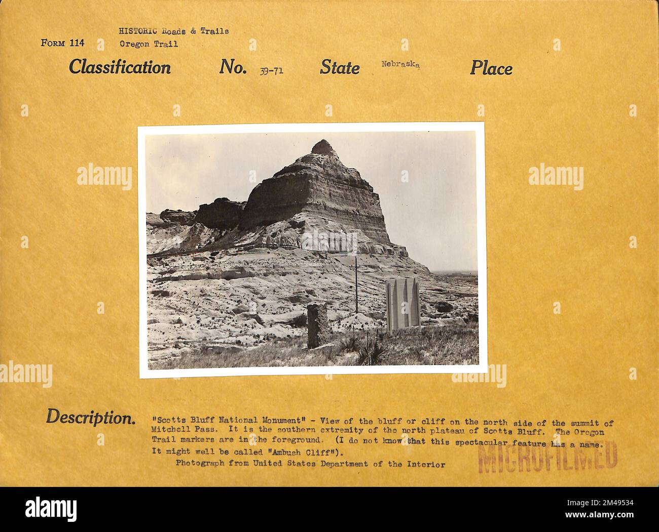 Scotts Bluff National Monument. Original caption: "Scotts Bluff ...