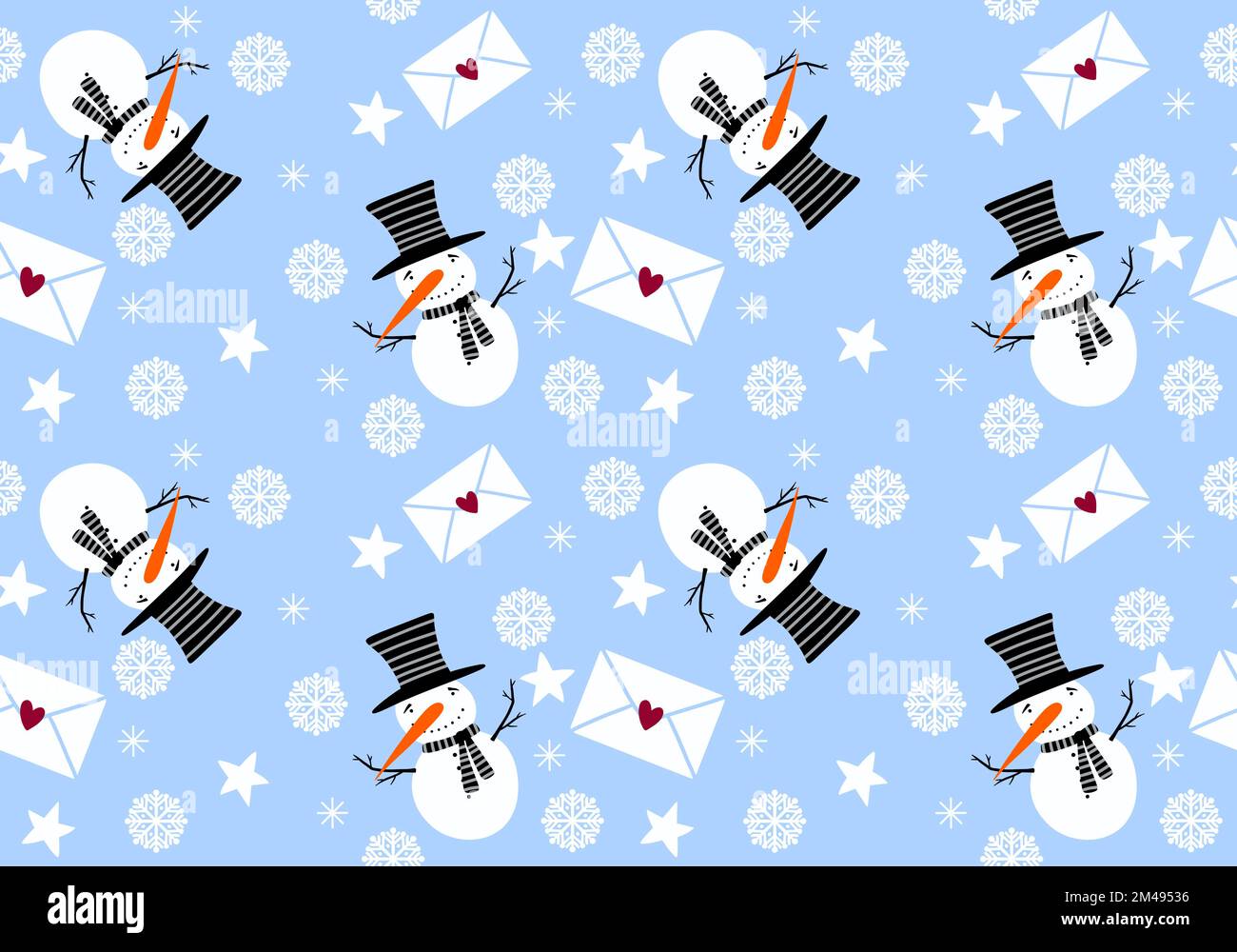 Winter seamless snowman and snowflakes pattern for Christmas wrapping ...