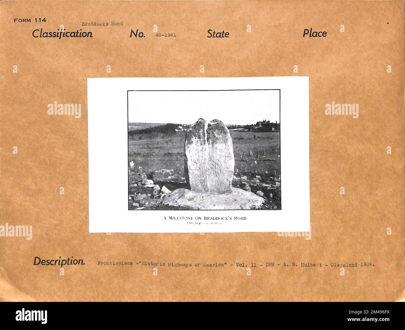 A Milestone on Braddock's Road. Original caption: Frontispiece ...