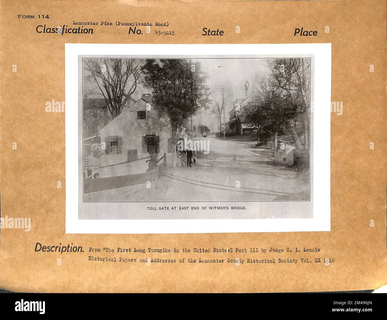 Toll Gate at East End of Witmer's Bridge. Original caption: From "The ...