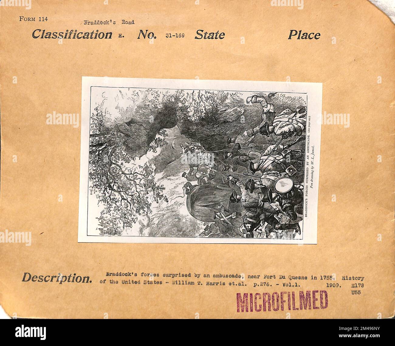 Braddock's Forces Surprised By an Ambuscade, Near Fort Du Quesne in ...