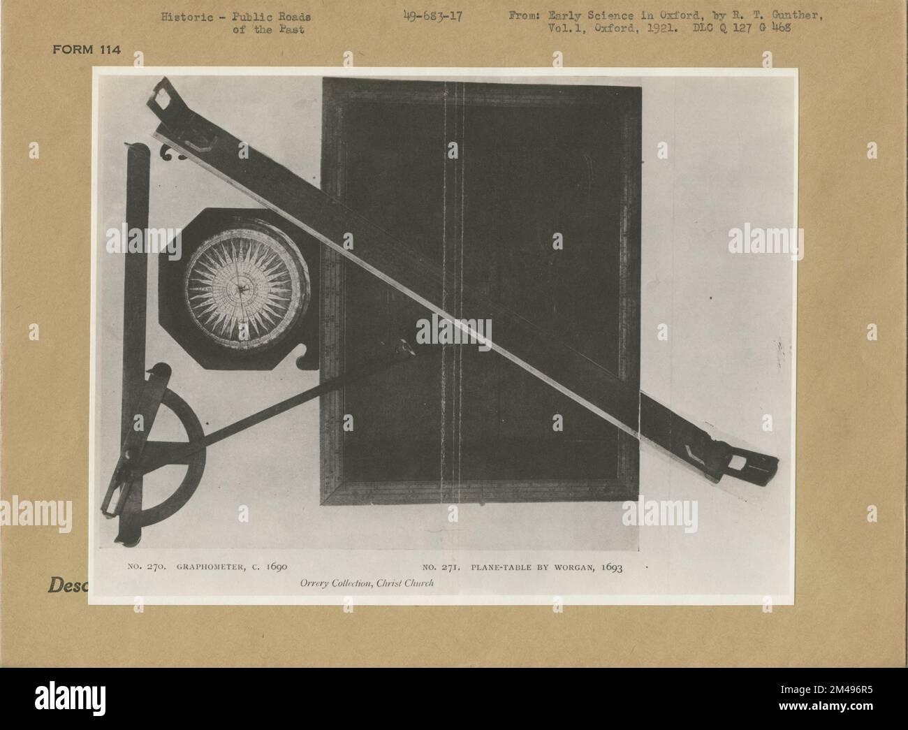 Graphometer, c. 1690. Original caption: From: Early Science in Oxford ...