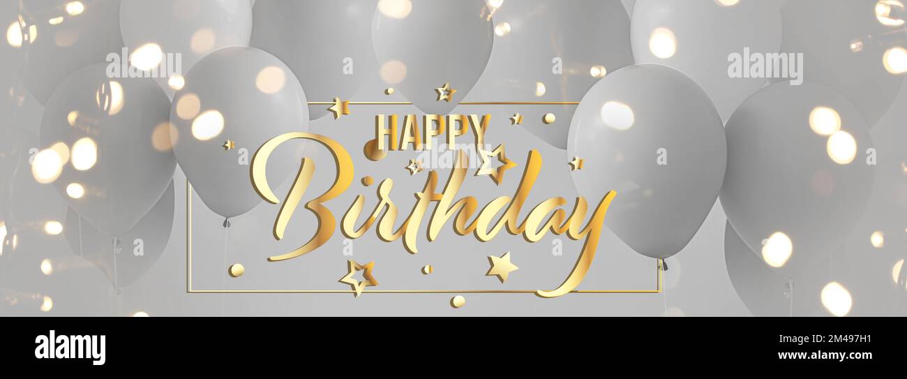 Beautiful greeting card for Happy Birthday with balloons Stock Photo ...