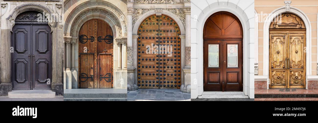 Group of old doors outdoors Stock Photo - Alamy