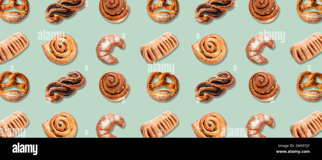 Different sweet pastries on grey background. Pattern for design Stock ...