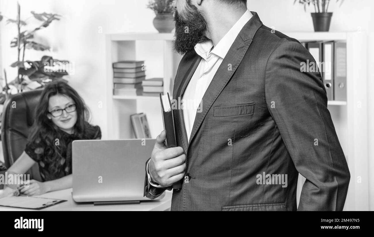 Professional man in formal suit cropped view stand in front of ...