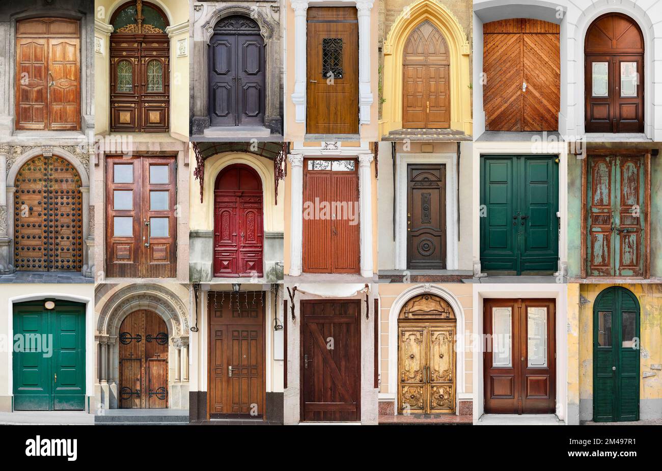 Collage of beautiful old doors Stock Photo - Alamy