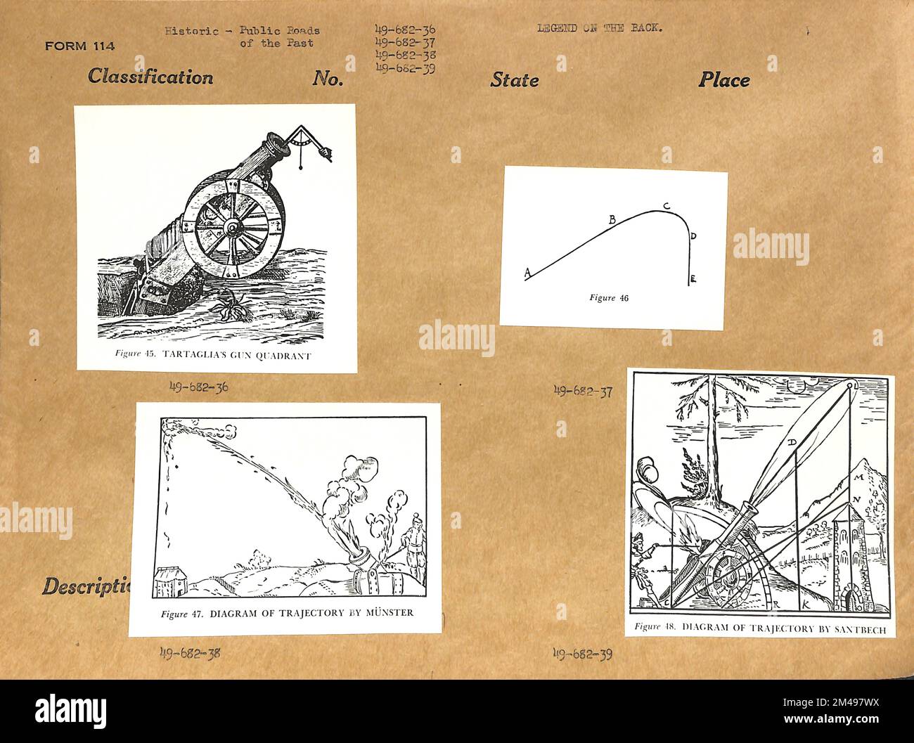 Tartaglia's Gun Quadrant, Trajectory by Munster, Trajectory by Santbech ...