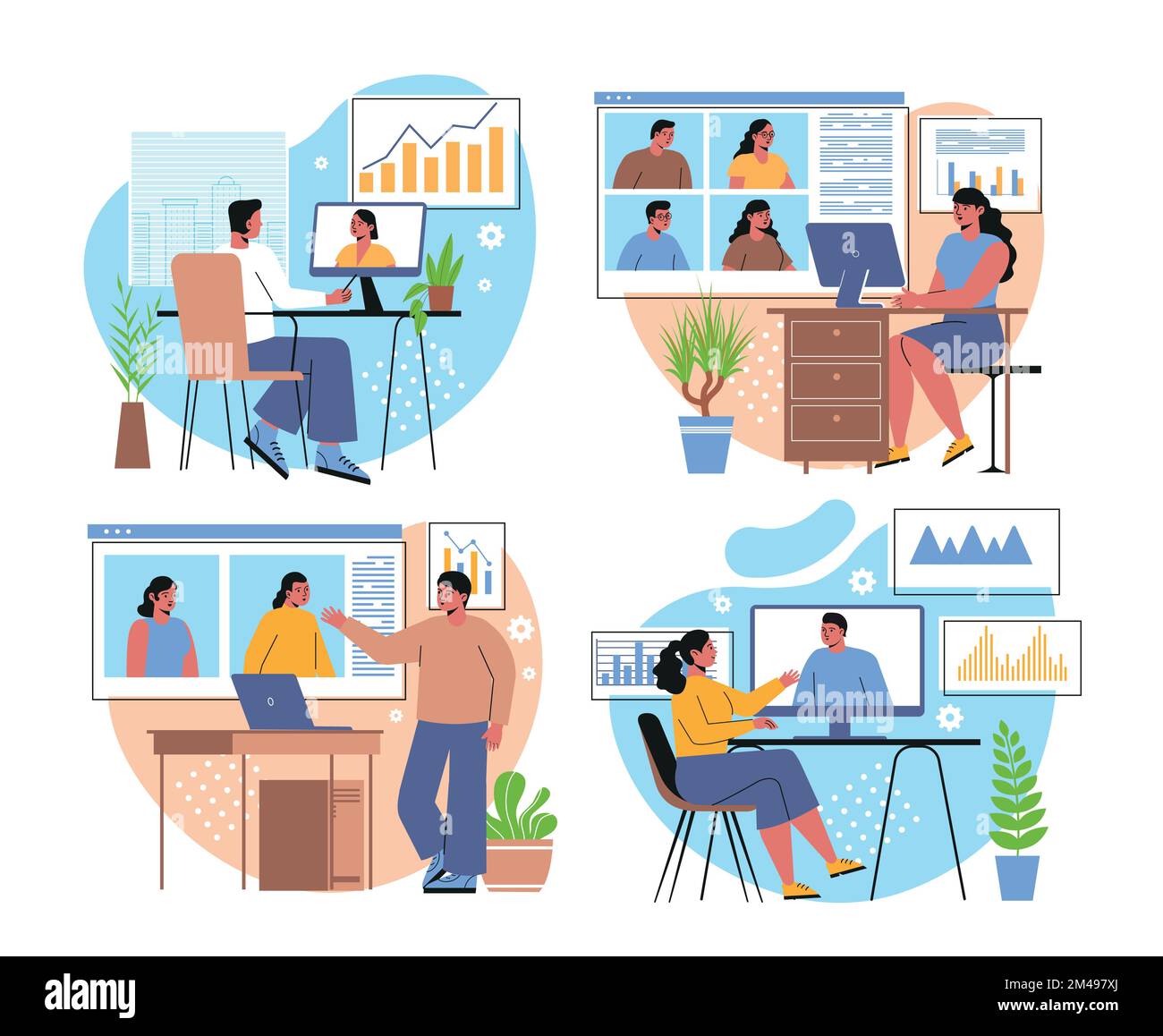 Virtual video conference Stock Vector Image & Art - Alamy