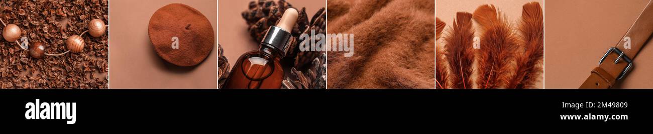 Collage of photos in brown colors Stock Photo - Alamy