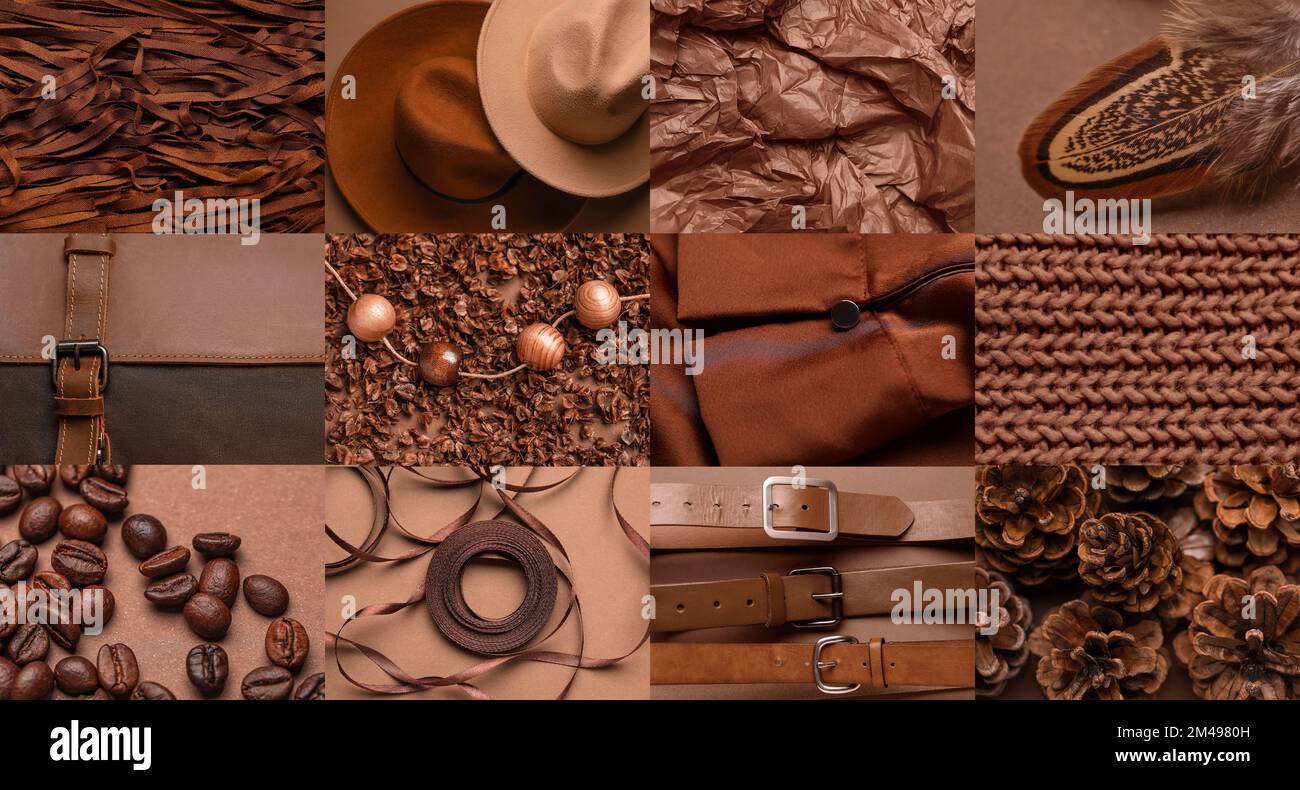 Collage of photos in brown colors Stock Photo - Alamy