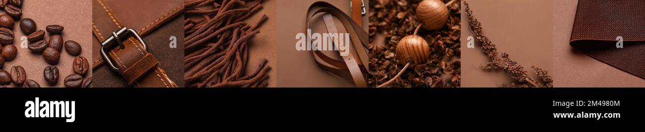 Collage of photos in brown colors Stock Photo - Alamy