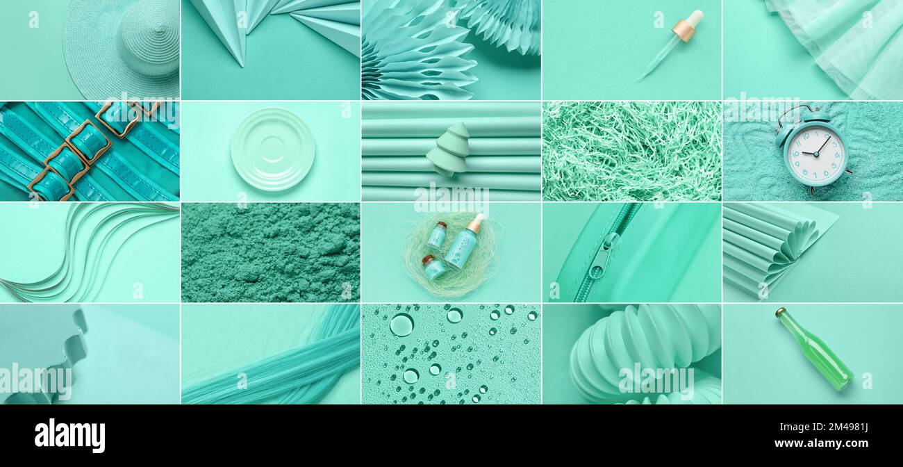 Set of photos in mint colors Stock Photo - Alamy