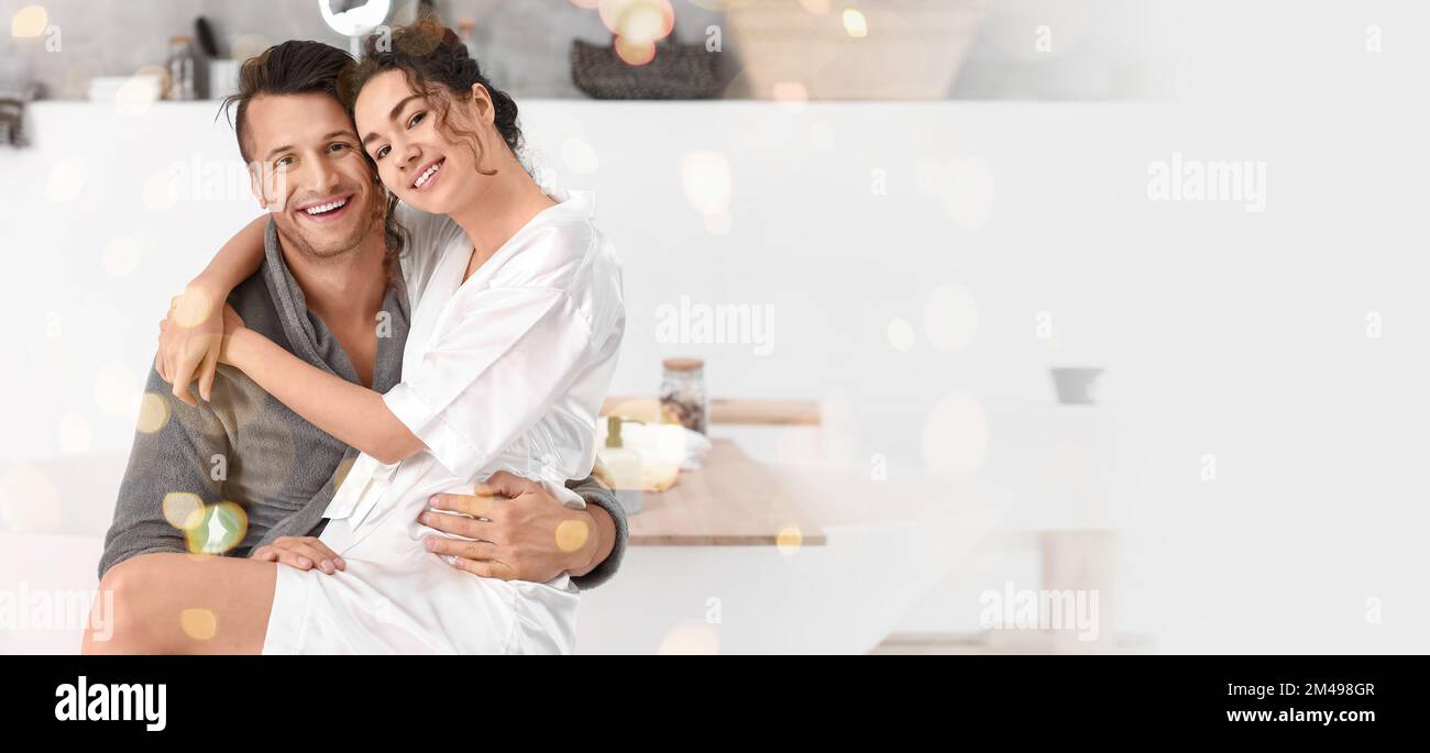 Couple hugging in bathroom hi-res stock photography and images - Alamy