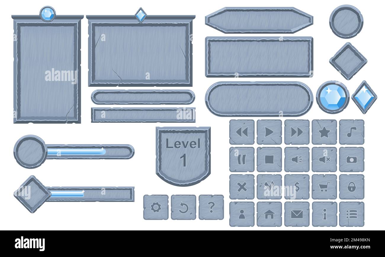 Stone UI game frame set Stock Vector Image & Art - Alamy