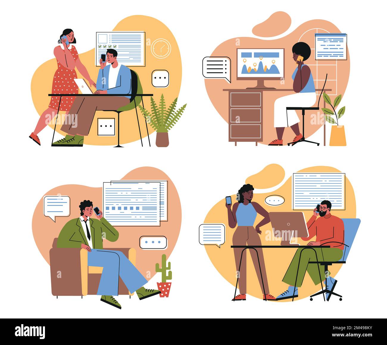 Set of people during work calls Stock Vector Image & Art - Alamy