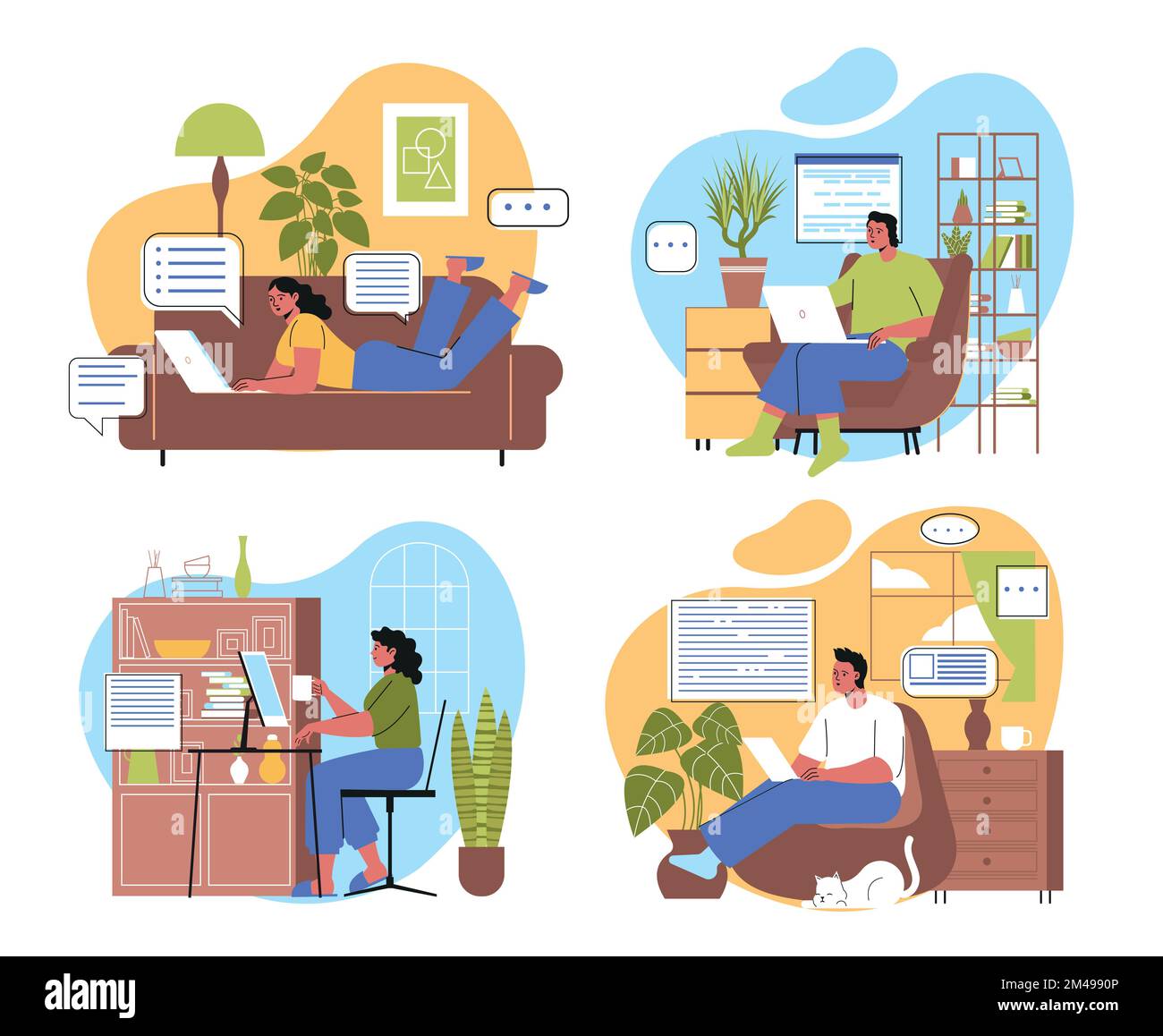 Happy programmer working desk Stock Vector Images - Alamy