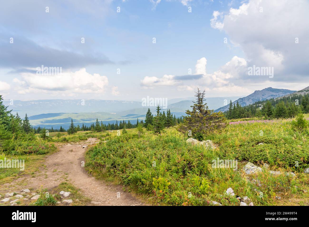 Beautiful nature at the top of Mount Jeremel in the South Urals, Russia ...