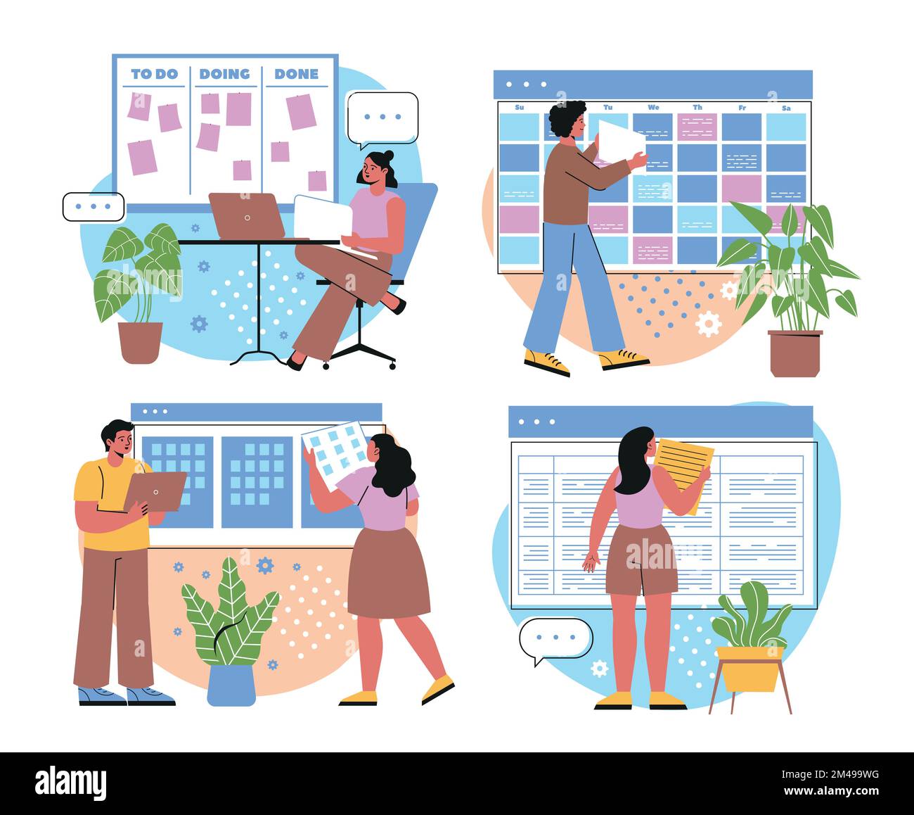 Set of people plan schedules Stock Vector Image & Art - Alamy