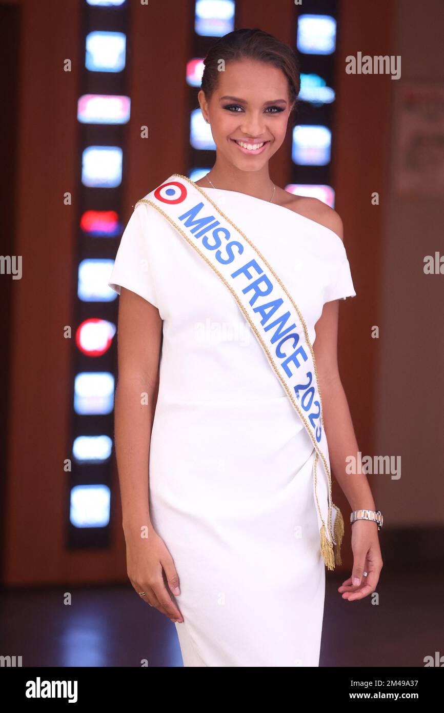 Exclusive - Indira Ampiot, Miss France 2023 appears on BFM TV in Paris ...