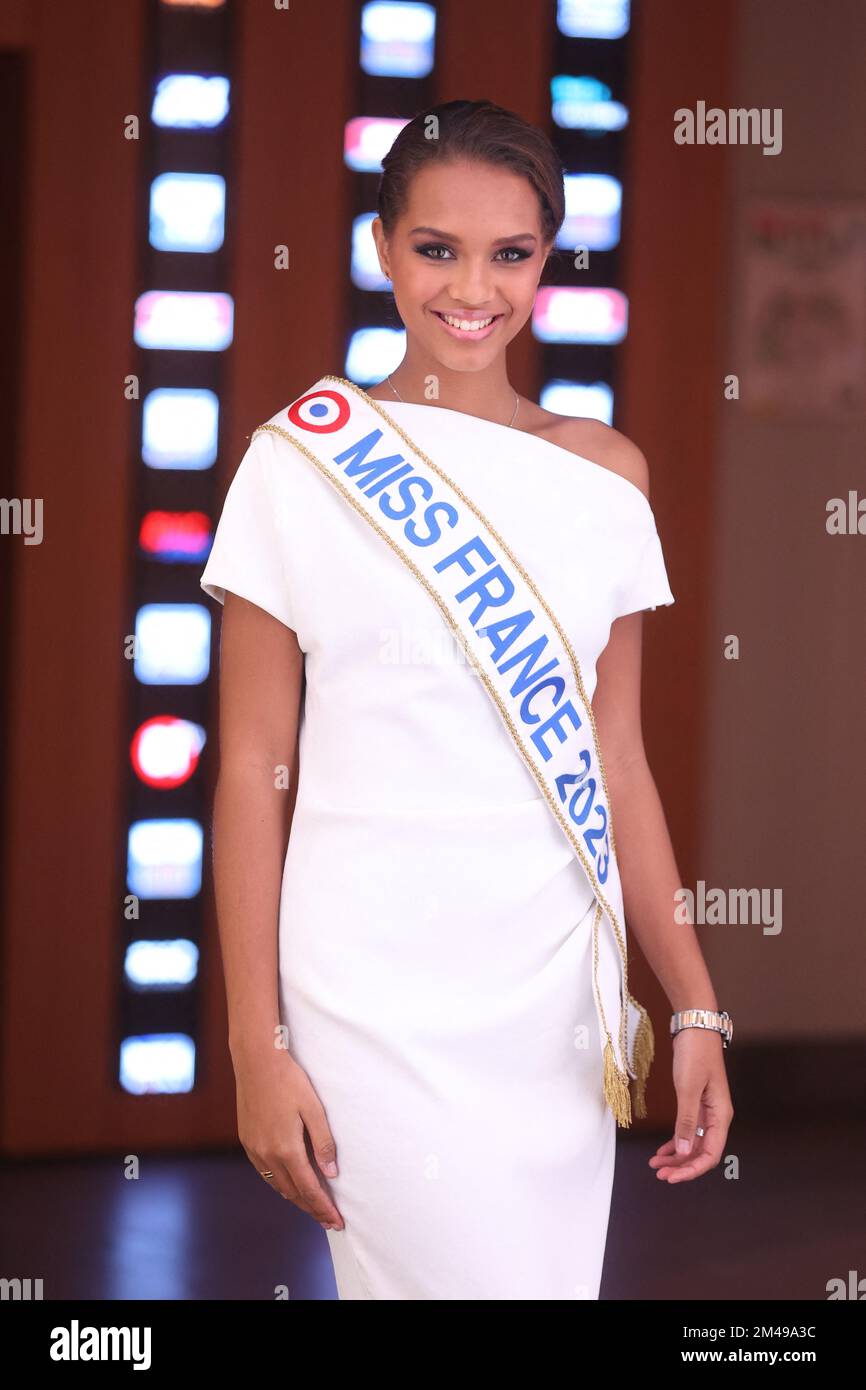 Exclusive - Indira Ampiot, Miss France 2023 appears on BFM TV in Paris ...